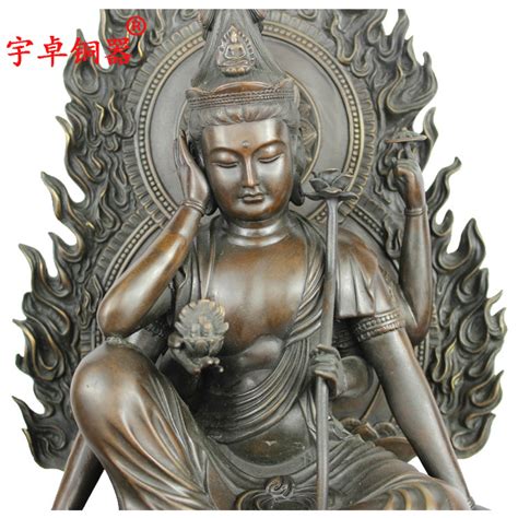 宇卓铜器铜六臂观音纯铜观世音铜佛像工艺品摆件黄铜观音虎窝淘