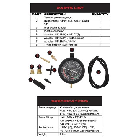 Abn Car Vacuum And Fuel Pump Tester Gauge Kit Fuel Pump Pressure And Vacuum