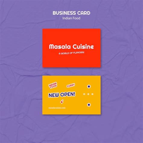 전통 인도 음식 레스토랑 가로 명함 서식 파일 무료 Psd 파일