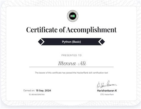 Finished Python Basic On Hackerrank Menna Ali Posted On The Topic