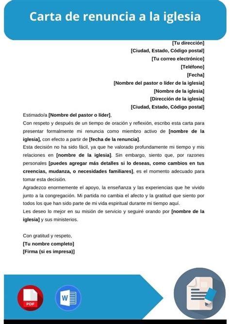 Carta De Renuncia Para Llenar Word PDF