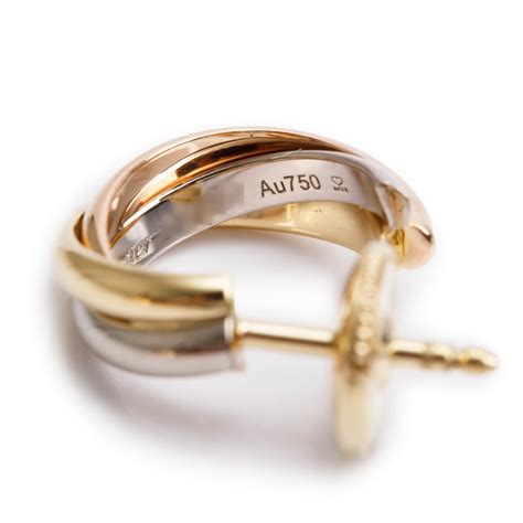 Cartier 2024 18k Yellow White And Rose Gold Trinity Mini Hoop Earrings