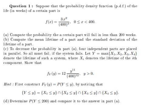 Solved Question Suppose That The Probability Density Chegg