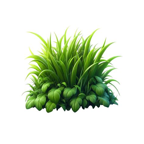 Lush Green Grass And Foliage Cluster Premium Ai Generated Psd