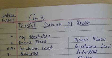 Geography Chapter 2 Physical Features Of India Notebook Exercise