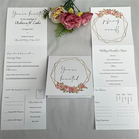 Tri Fold Wedding Invitation With Rsvp Folded We Folksy