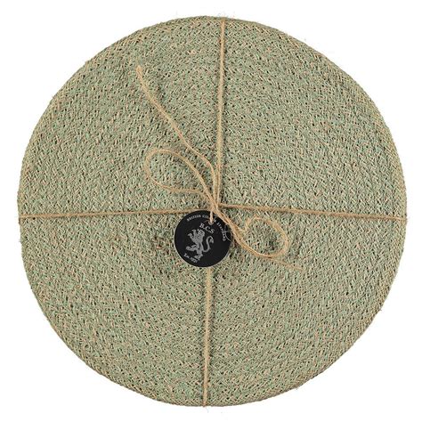 Set Of 4 Handwoven Jute Placemats In Limpid Green British Colour