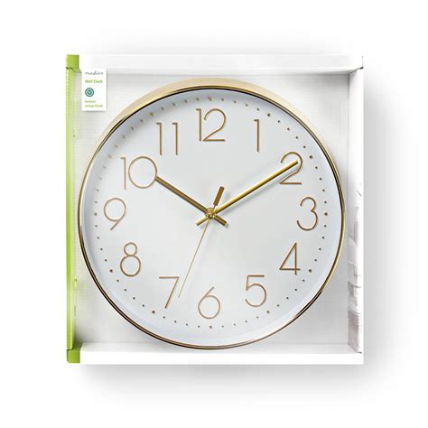 Circular Wall Clock 30 Cm Diameter Easy To Read Numbers Gold Nedis