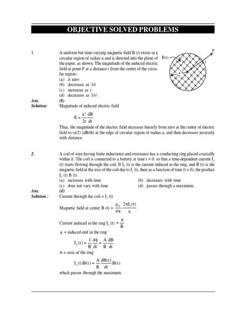 Electromagnetic Induction 02 Objective Solved Pdf Electromagnetic