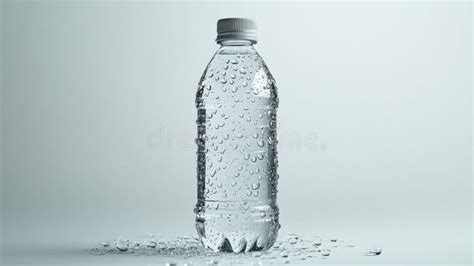 Clear Plastic Water Bottle With Bubbles On White Background Stock