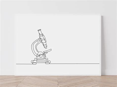 Minimalist Microscope Poster Printable Microscope Wall Art Biologist