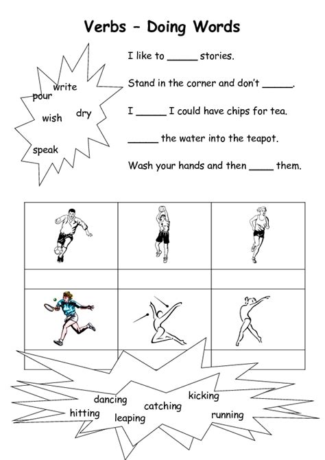 Verbs Doing Words 2 Worksheet For 1st 3rd Grade Lesson Planet