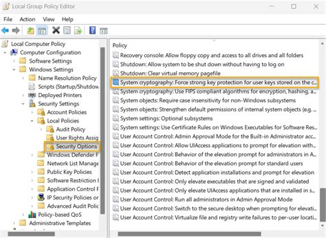 Ensure System Cryptography Force Strong Key Protection For User Keys Stored On The Computer