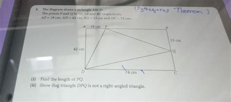 Solved The Diagram Shows A Rectangle ABCD The Points P And Q Lie