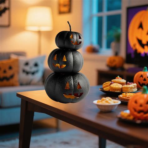 Fall Decor Halloween Decorations 3 Stacked Pumpkins Plastic Pumpkin
