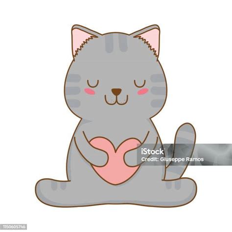 귀여운 작은 고양이 마음 귀 엽 다 캐릭터 가축에 대한 스톡 벡터 아트 및 기타 이미지 가축 고양이 새끼 고양잇과