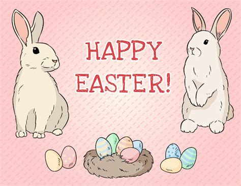 Premium Vector Happy Easter Postcard