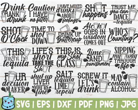 Shot Glass Svg Bundle Funny Drinking Svg Cut File Instant Download