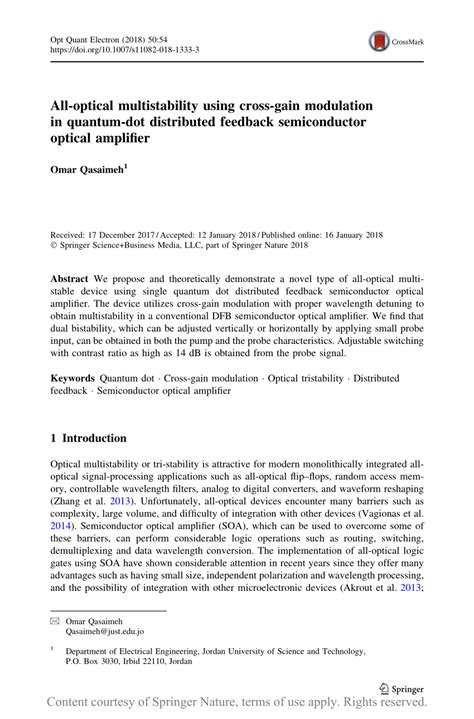 All Optical Multistability Using Cross Gain Modulation In Quantum Dot