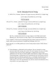 Lab Submax Testing Docx Maxwell White Bio L Lab Submaximal Exercise Testing YMCA
