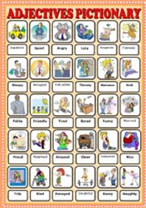 ADJECTIVES PICTIONARY ESL Worksheet By Katiana
