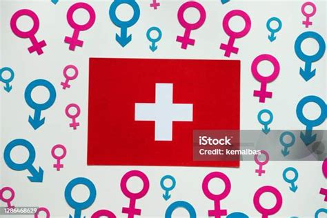 Simbol Gender Dan Bendera Swiss Foto Stok Unduh Gambar Sekarang