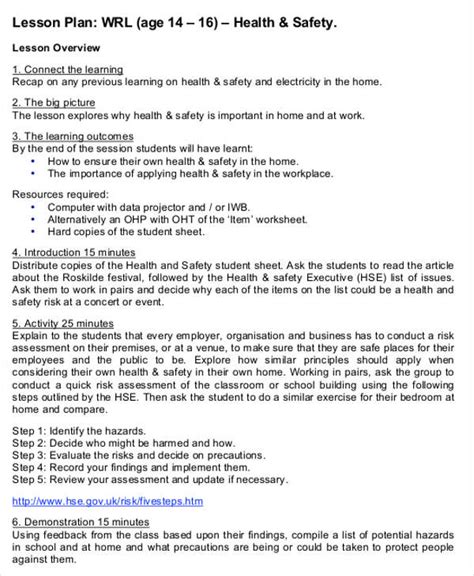 Sample Lesson Plan In Health Classles Democracy