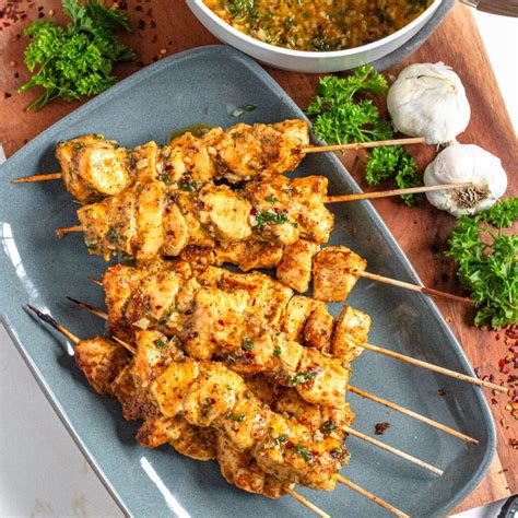 Garlic Parmesan Chicken Skewers The Domestic Spoon