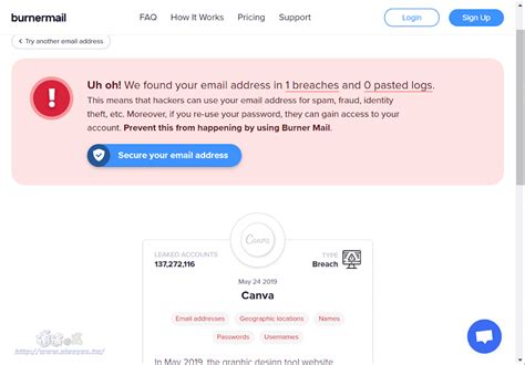 Data Breach Checker 比對帳戶外洩事件檢查 Email 是否存在風險