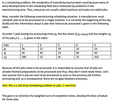 Solved In A Scheduling Problem The Vocabulary Of Chegg