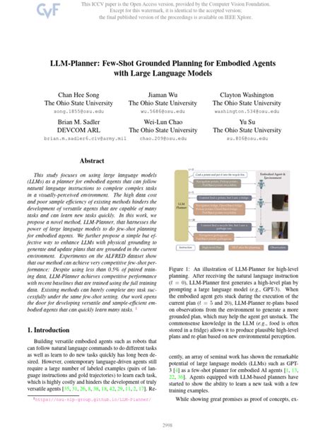 Song Llm Planner Few Shot Grounded Planning For Embodied Agents With Large Language Iccv 2023