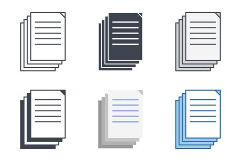 Multiple Pages Icon Collection With Different Styles Multiple Documents Symbol Vector