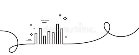 Column Chart Line Icon Financial Graph Continuous Line With Curl Vector Stock Vector