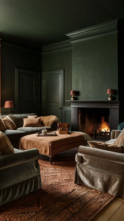 Dark Green Room Design