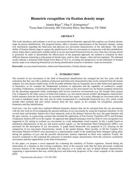 Pdf Biometric Recognition Via Fixation Density Maps