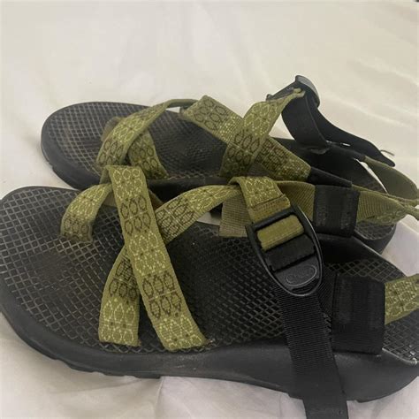 Chacos Green And Black Sandals Size W7 Listed Depop
