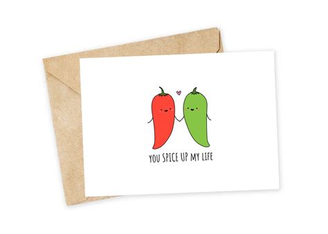 You Spice Up My Life Chili Pepper Hot Spicy Valentines Love Card Etsy