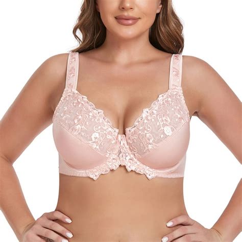 Womens Sexy Lace Embroidered Bras Full Coverage Unlined Underwire Plus