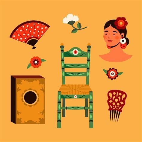 Colección De Elementos De Baile Flamenco Dibujados A Mano Vector Gratis Ilustración De