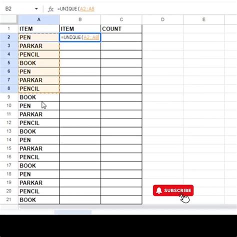 Excel Function In Use Unique With Countif Excelgyan Excelgyan Excel Spreadsheets Unique