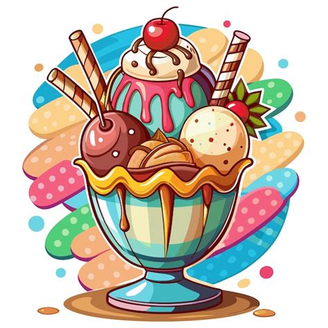 Melting Ice Cream Balls In The Waffle Cup Cone Isolated On White
