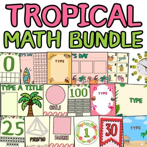 Tropical Math Themed Classroom Decor Mega Bundle For Back To School By