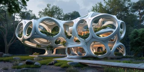 Futuristic Organic Architecture Designed With Complete Integration Of Natural Elements Premium