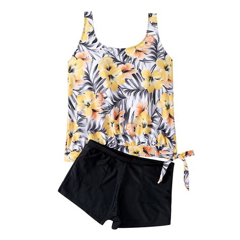 Oversized Two Piece Swimsuit Bikinis Sets For Women U Neck Sleeveless