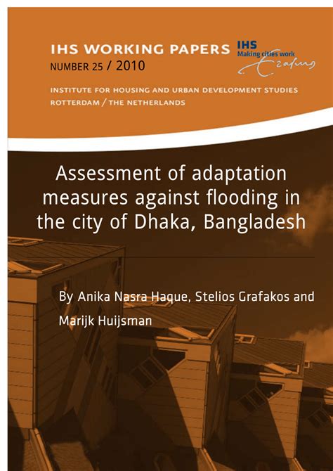 Pdf Assessment Of Adaptation Measures Against Flooding In The City Of