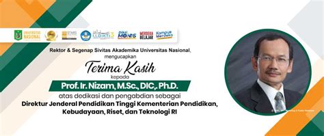 Terima Kasih Kepada Prof Ir Nizam Msc Dic Phd Universitas