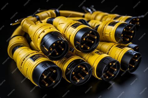 Premium Photo Electrical Connectivity Array Varied Cords And Adaptors On Yellow Background