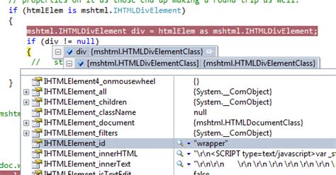 C How To Cast Mshtmlihtmldivelement To Mshtmlhtmldivelementclass