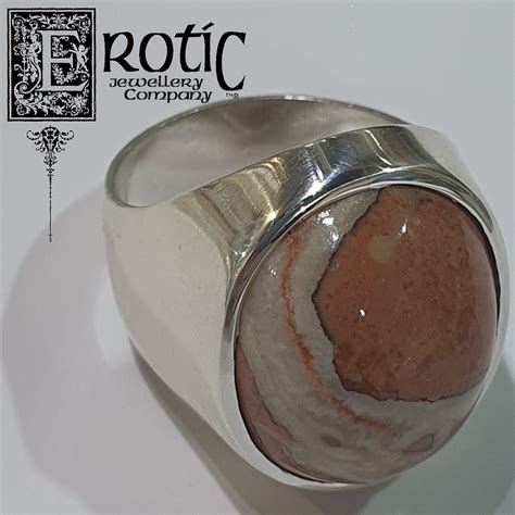 Sterling Silver With Red Rosso Marble Ring Erotic Jewellery Company