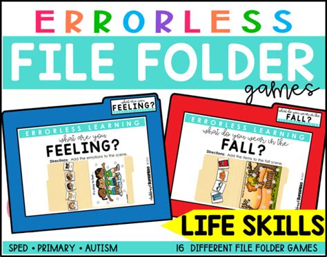Errorless Life Skills File Folder Games Chalkboard Superhero